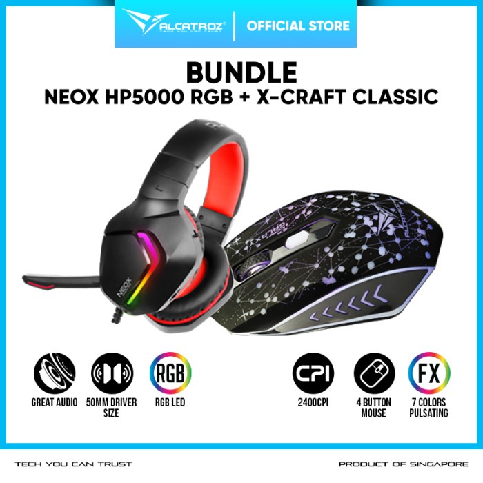Jual Headphone Gaming Combo Bundle Alcatroz Neox Hp500 Rgb Wired ...