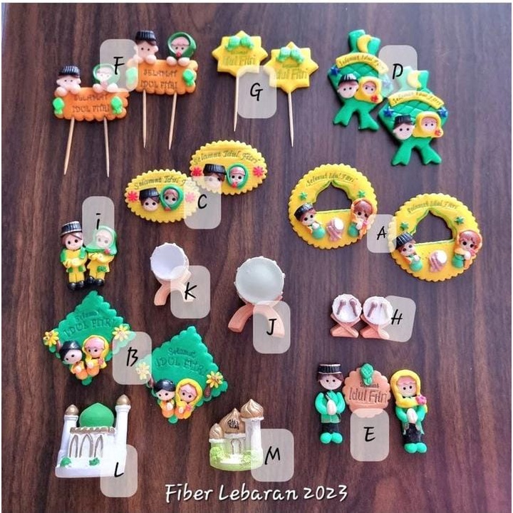 Jual Fiber lebaran hiasan kue lebaran / topper kue lebaran hiasan kue ...