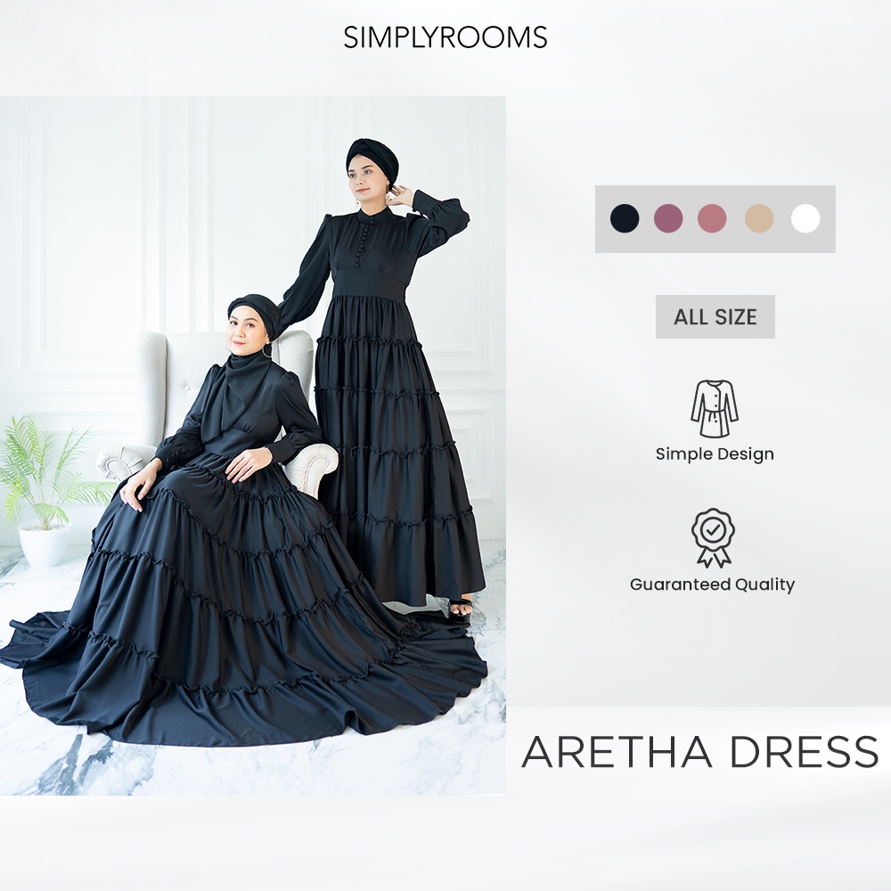 Jual Aretha Dress Panjang Wanita Muslimah Trendy Fabric Premium ...