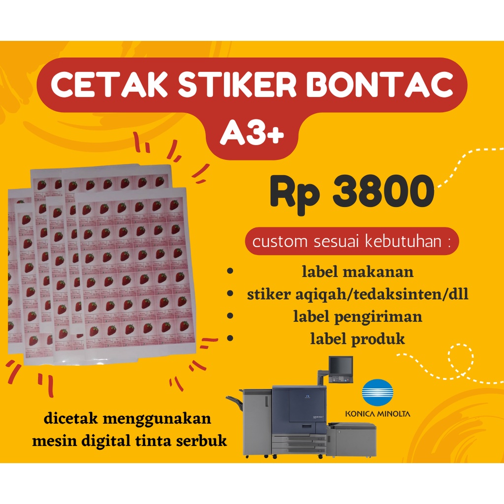 Jual CETAK STIKER BONTAC/CHROMO A3+ | Shopee Indonesia