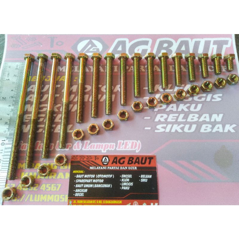Jual Baut Mur Kuning M8x40 (4 cm) / Baut 12 Kuning / BMK / Baut Hex ...