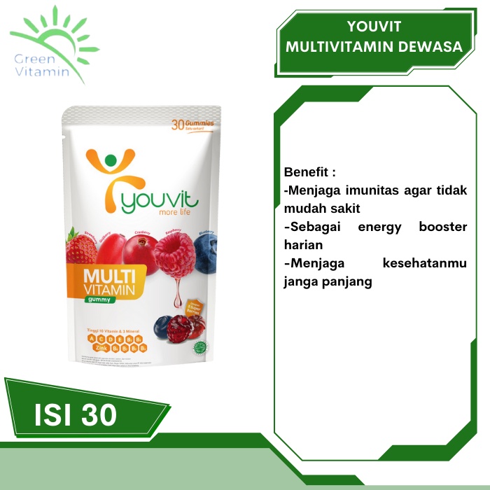 Jual Youvit Multivitamin Dewasa 1 Pouch Vit. C, D, Zink & Superberries | Shopee Indonesia