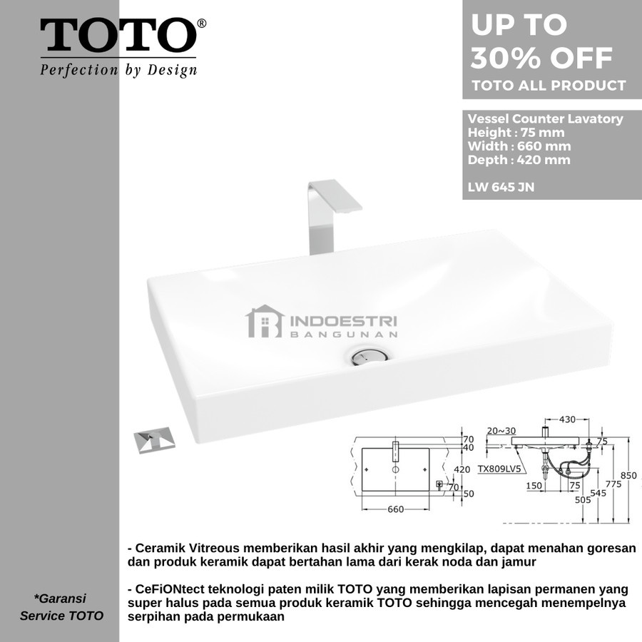 Jual Wastafel TOTO LW 645 JN / Wastafel Meja TOTO (Body Only) | Shopee ...