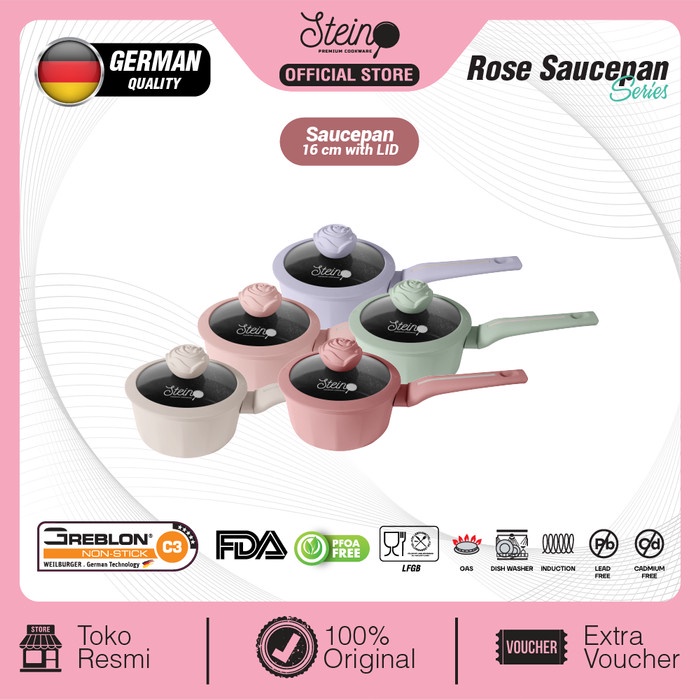 Jual Stein Cookware Series Rose Saucepan 16cm,Panci 16cm Granite ...