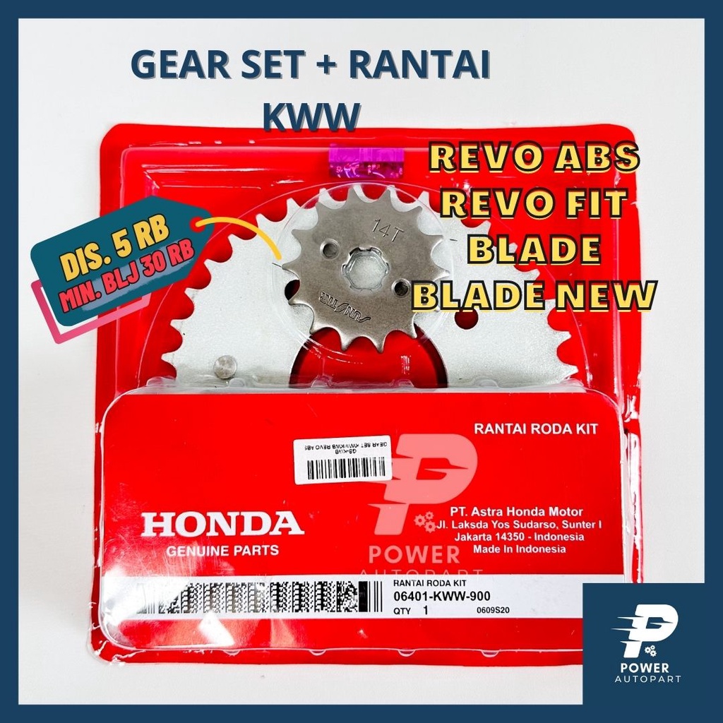Jual GEAR SET + RANTAI KWB HONDA BLADE NEW, BLADE, REVO ABS, REVO FIT KUALITAS ORIGINAL - KWW ...