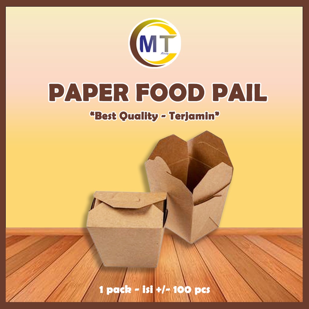 Jual Paper Food Pail 100 pcs Kotak Makan Kertas Coklat Polos Rice Box ...