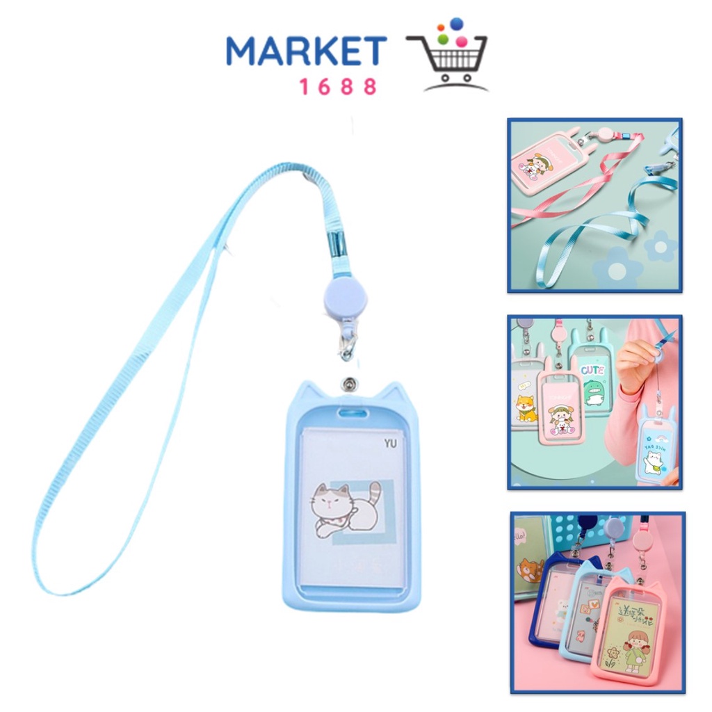 Jual Market1688 Name Tag Lanyard Gantungan Kartu Motif Kucing Kelinci ...