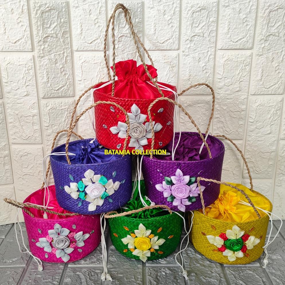 Jual KERANJANG PARCEL ISI 1 TOPLES ANYAMAN PANDAN BUNGA HIAS TAS ...