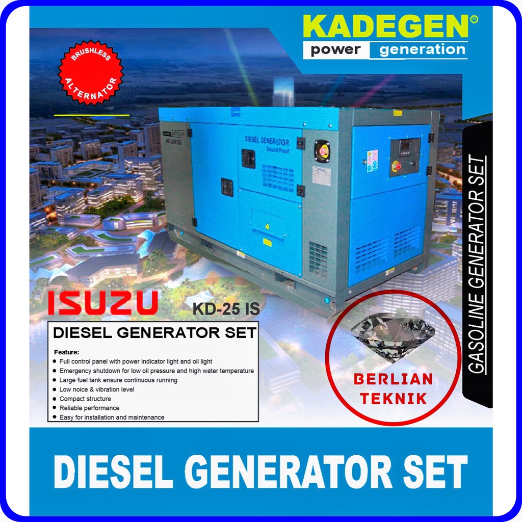 Jual Diesel Generator Silent Mesin Genset Kadegen Isuzu KD 25 IS 25