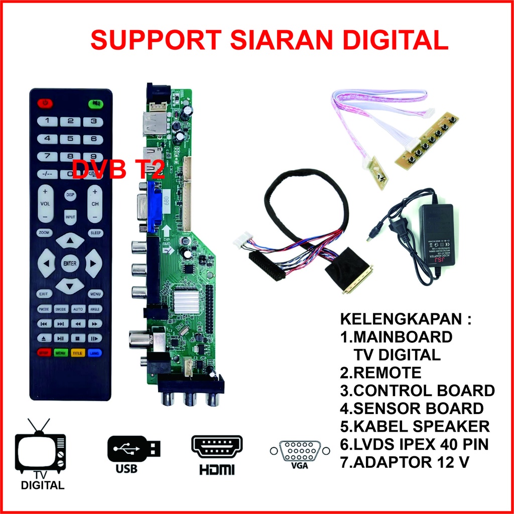 Jual MAINBOARD UNIVERSAL MONITOR 1366X768 TV DIGITAL ANALOG MONITOR ...
