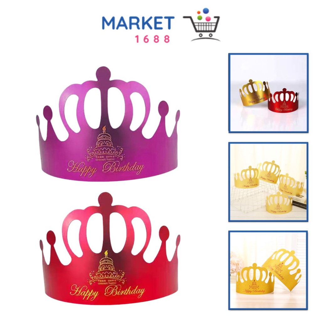 Jual Market1688 Topi Mahkota Ulang Tahun Anak-anak Karton Emas Dewasa ...