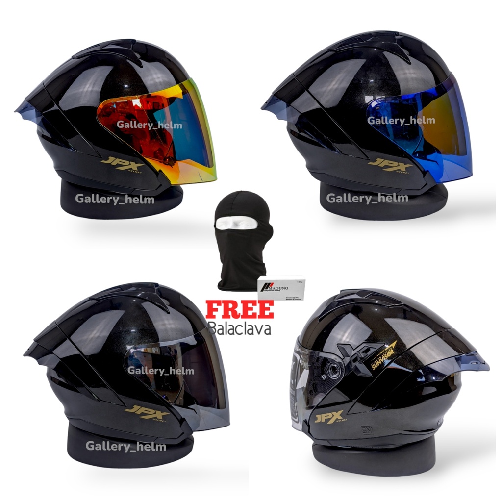 Jual JPX NOVA X BLACK GLOSSY PAKET GANTENG | HELM JPX HALF FACE ...