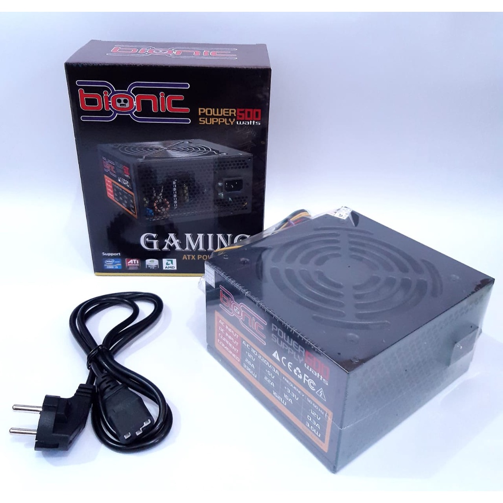 Jual PSU 500 Watt / Power SUPPLY BIONIC 500 WATT FAN 12CM BLACK Murah ...
