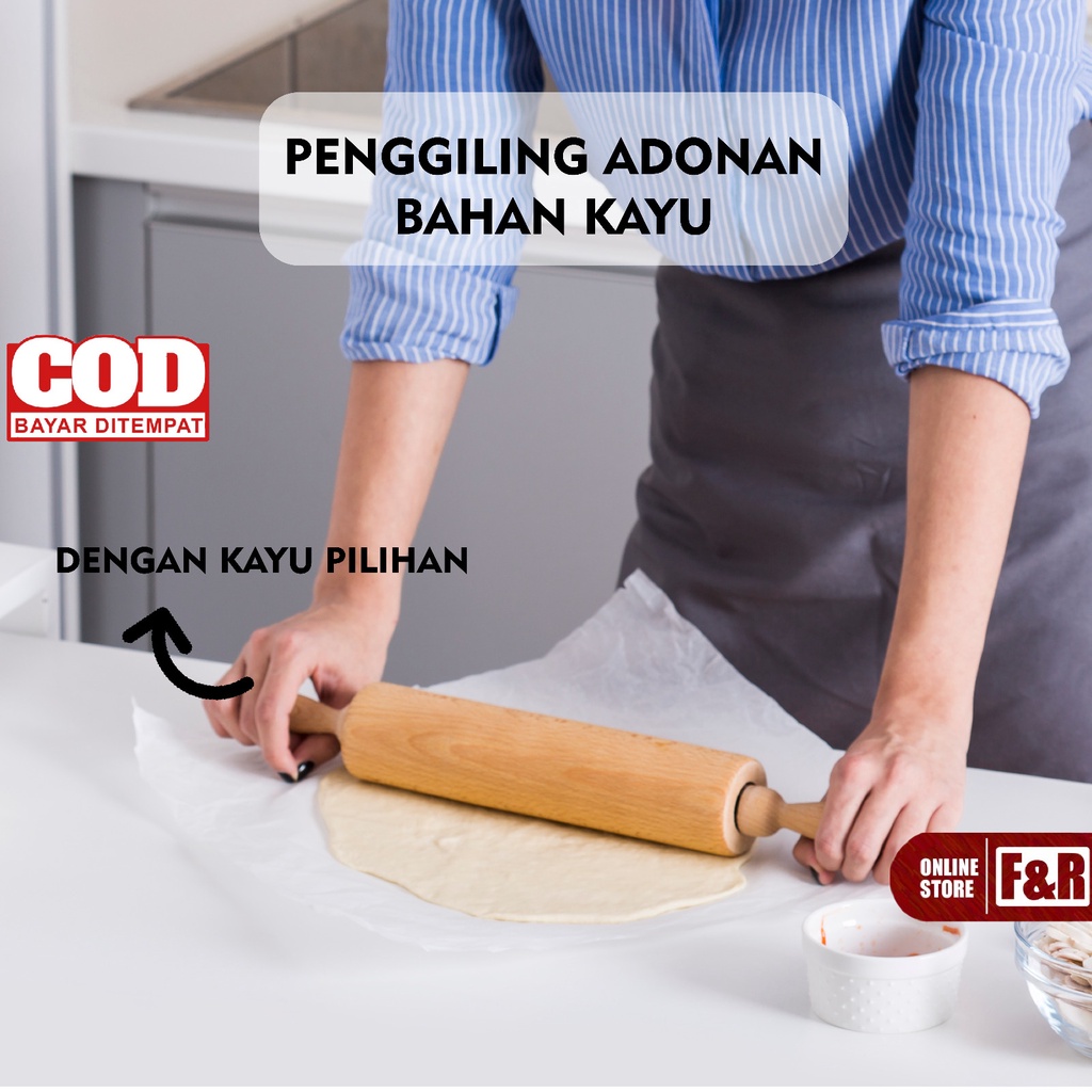 Jual Penggiling Adonan Kue Kayu Mahoni Rolling Pin Gilingan Adonan ...