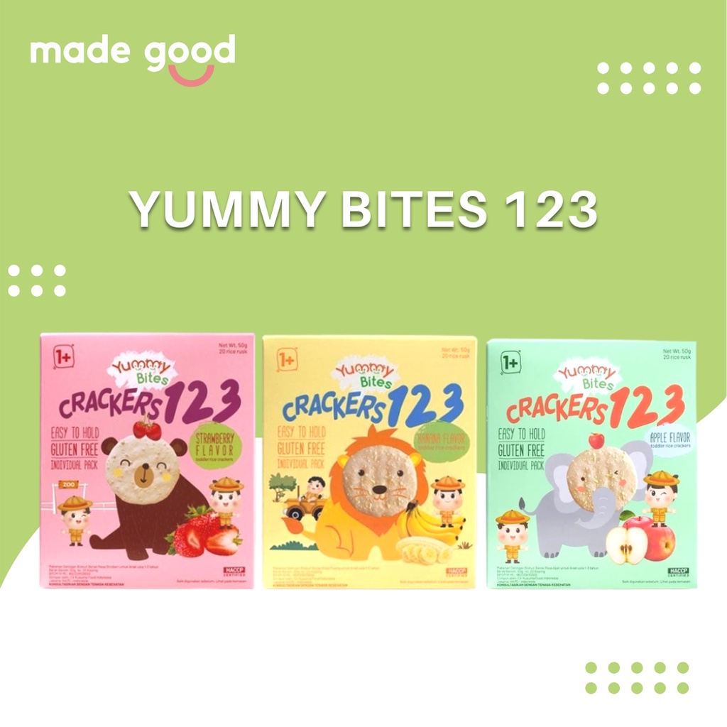 Jual Yummy Bites Rice Crackers 123 - Snack Biskuit Bayi Sehat 1+ tahun ...