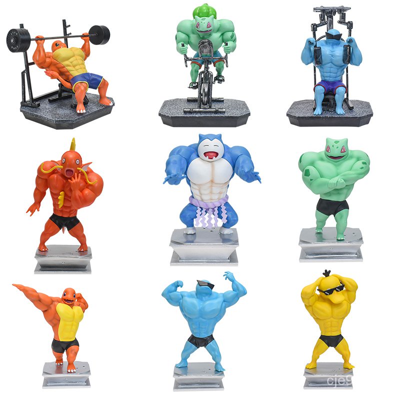 Jual Pokemon Muscle Figure Gengar Weightlifting Charmander Bulbasaur ...