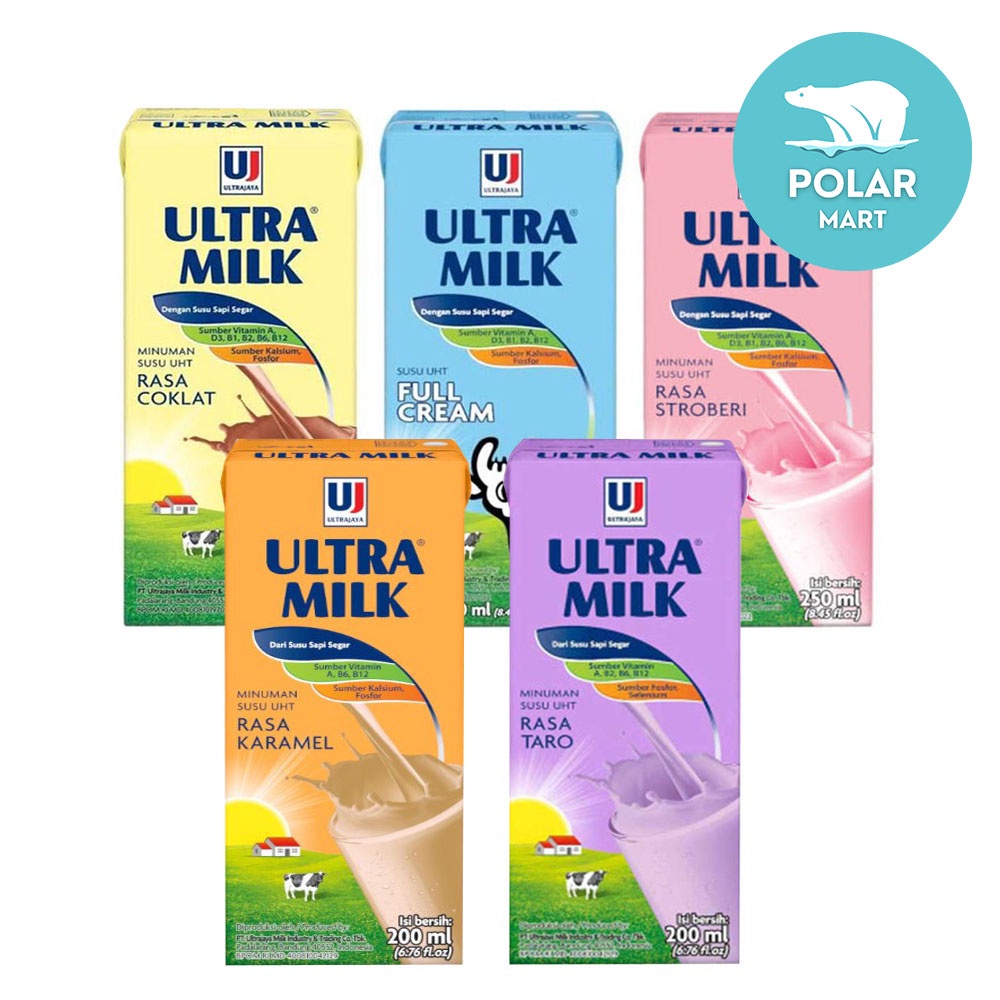 Jual Ultra Milk 250 ml Rasa Cokelat, Stroberi, Full Cream, Taro ...