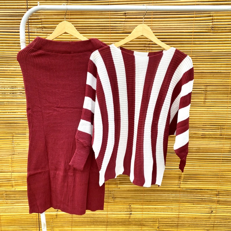Jual One Set Rajut Setelan Rajut Baju Setelan Rajut Setalan Rajut Kelelawar Shopee Indonesia