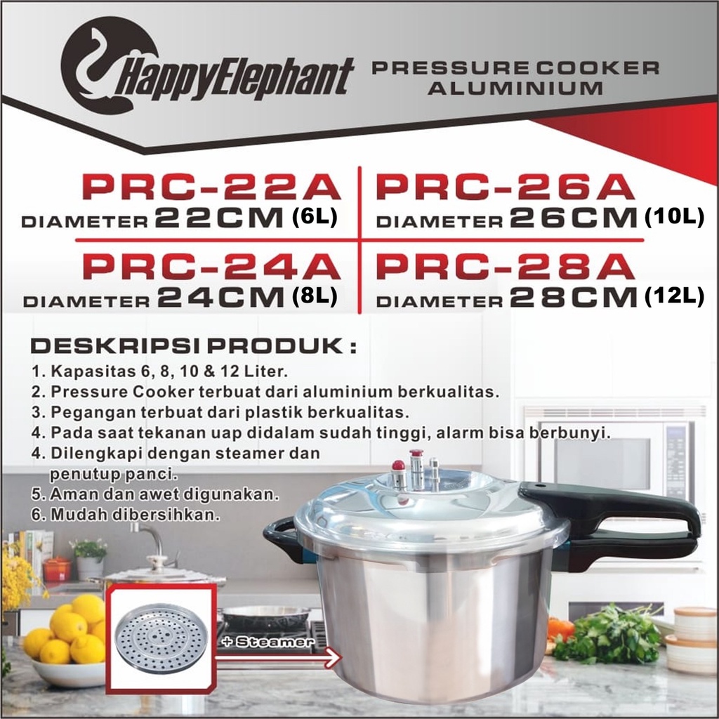 Jual PANCI PRESTO 8 LITER DIAMETER 24CM PRC-24A / PRESSURE COOKER + KUKUS / STEAM. TANPA TUTUP ...