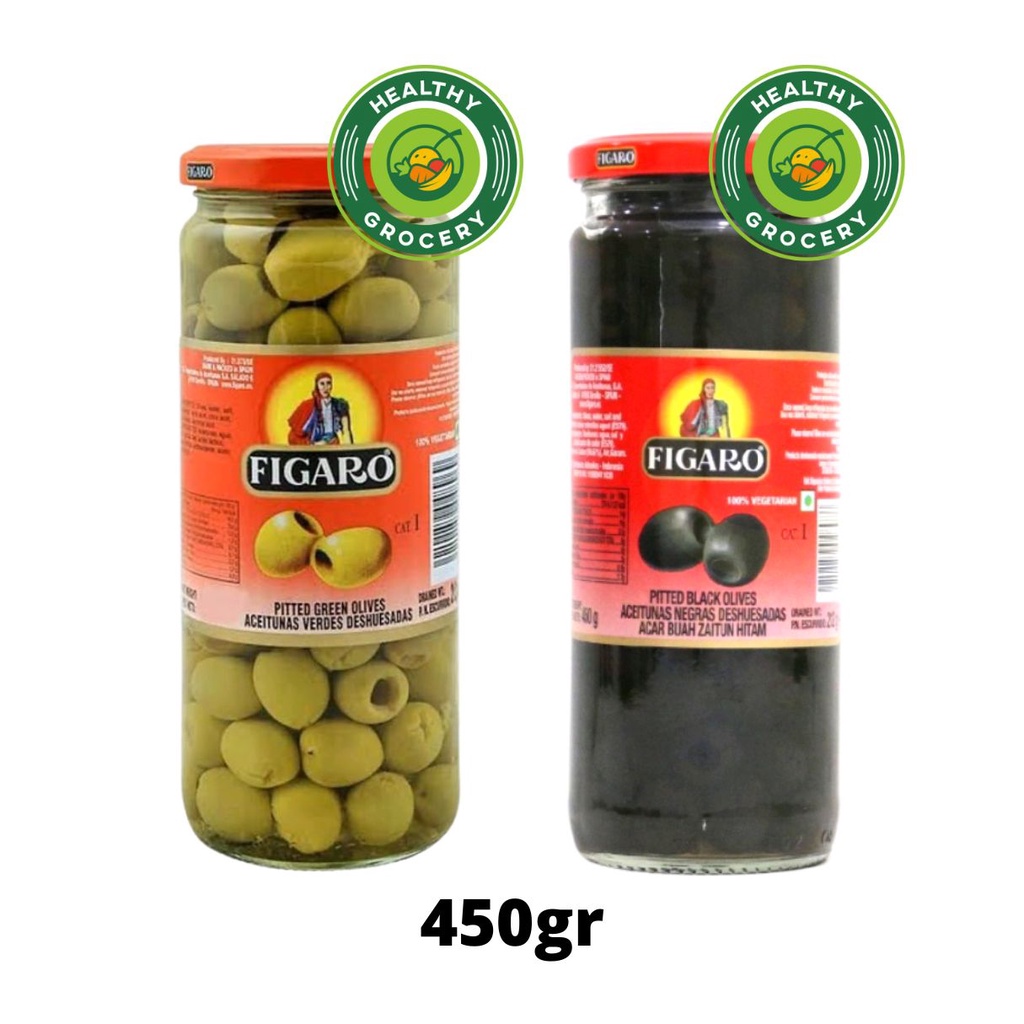 Jual Figaro Green Olive With Pimiento / Pitted Black Olive 450gr In Jar / Pikel Zaitun | Shopee ...