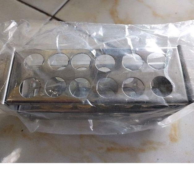 Jual rak tabung reaksi kecil rack tabung reaksi steanles 12 hole rack ...