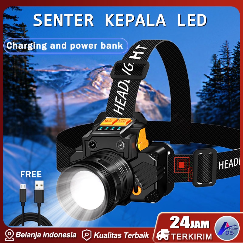 Jual LED Senter Kepala T8 Senter Kepala Super Terang Induksi Lampu Usb Rechargeable Zoom ...