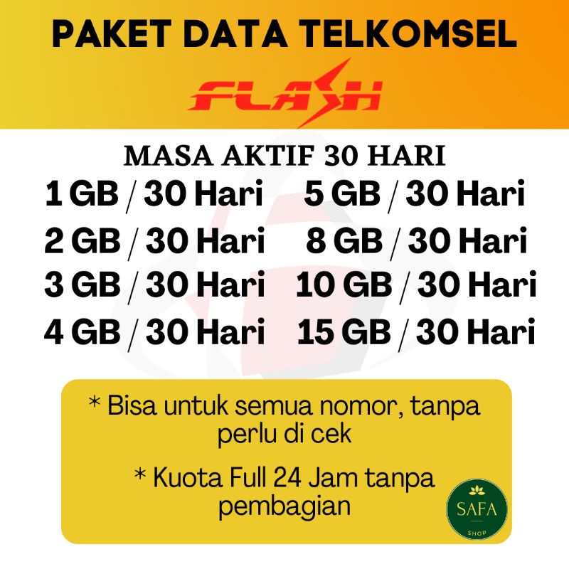 Jual Paket data Telkomsel Flash Termurah 1GB 2GB 3GB 4GB 5GB 6GB 8GB ...
