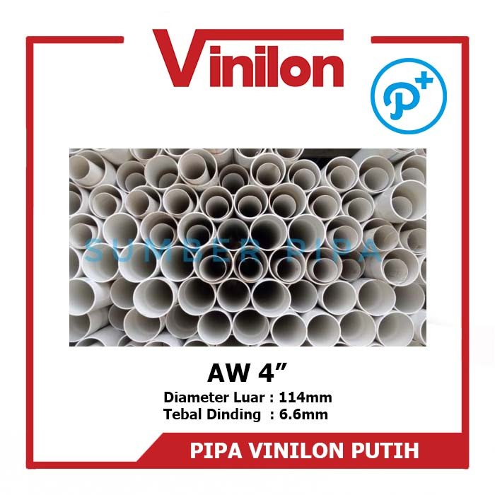 Jual Terlaris Pipa Pralon Pvc Air Bersih Vinilon Aw 4" 4 Inch Panjang ...
