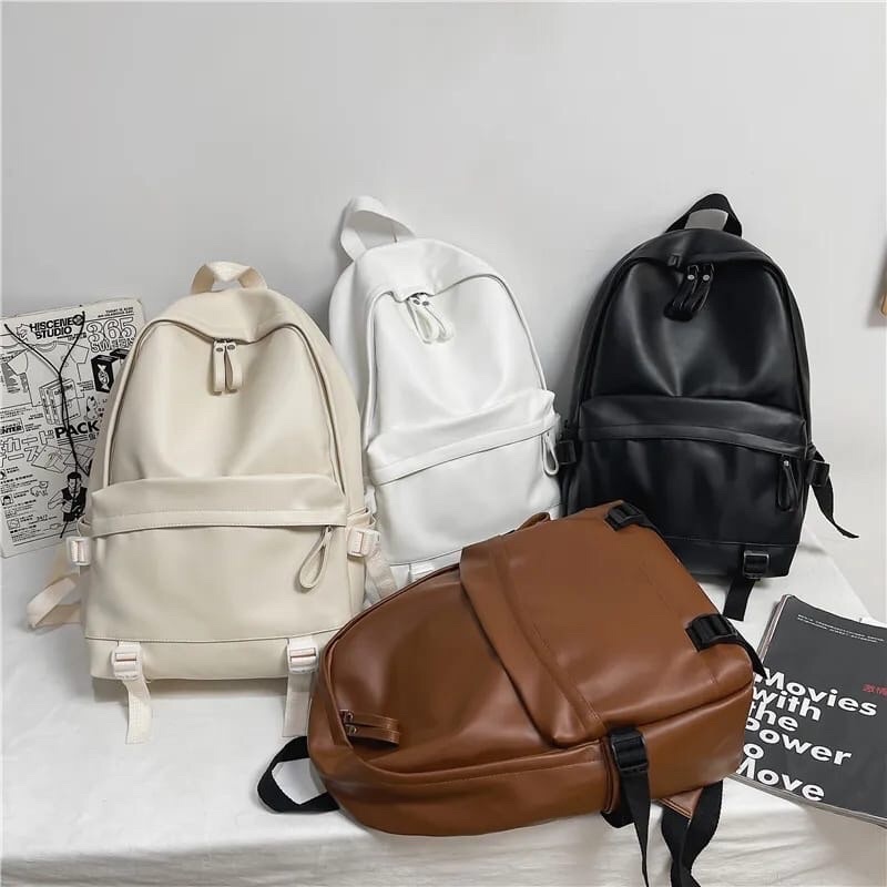 Jual RANSEL BACKPACK KULIT LEATHER POLOS BESAR KOREA WANITA PRIA REMAJA ...