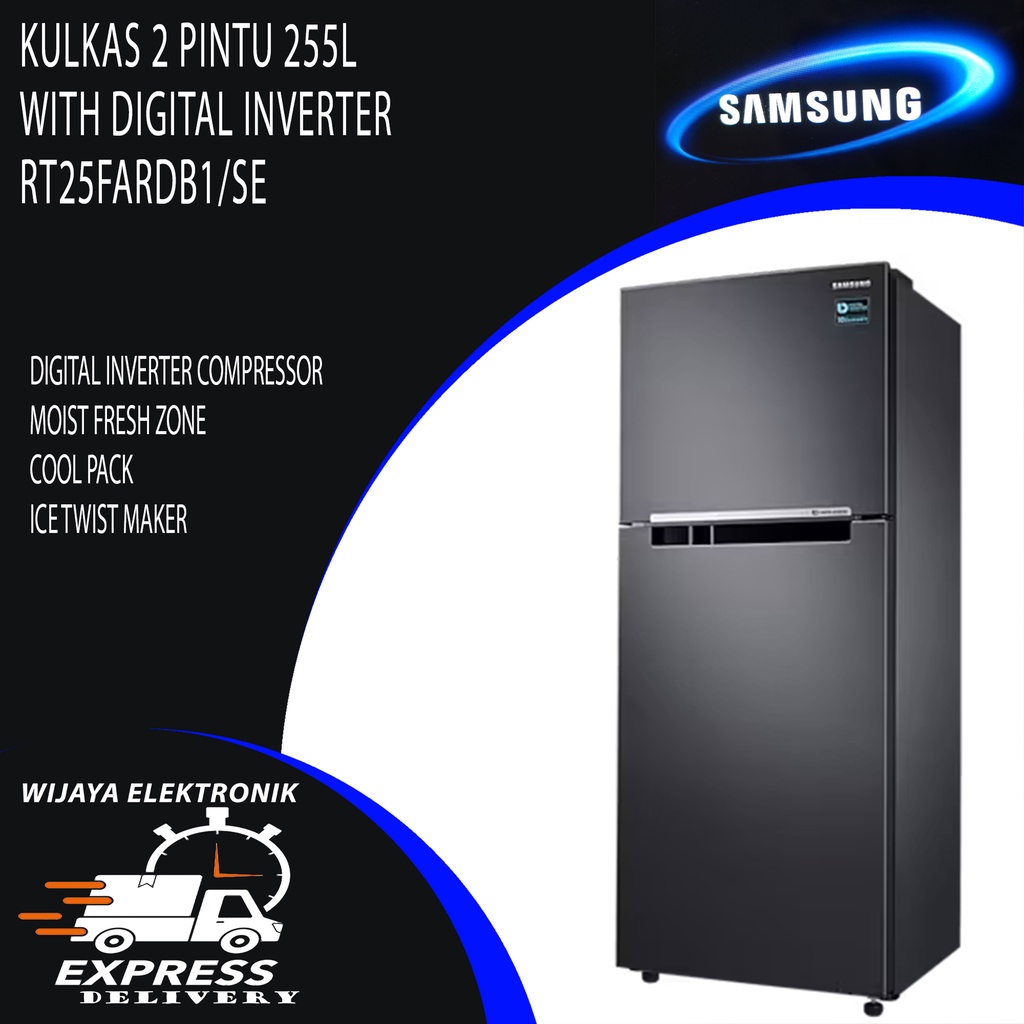 Jual KULKAS 2 PINTU 255L SAMSUNG RT25FARDB1 DIGITAL INVERTER | Shopee ...