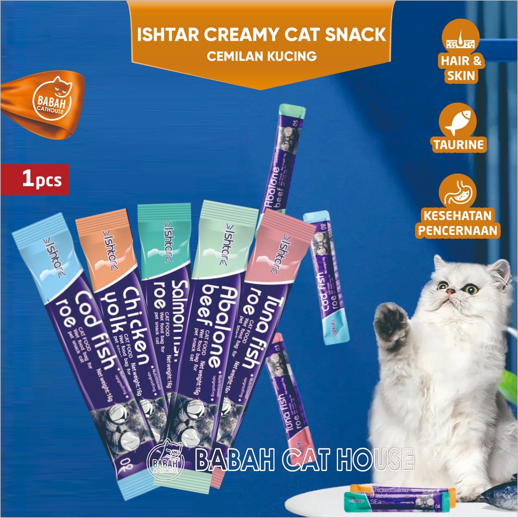 Jual ISHTAR Cat Treats 15gr Makanan Snack Cemilan Kucing Luquid Creamy ...