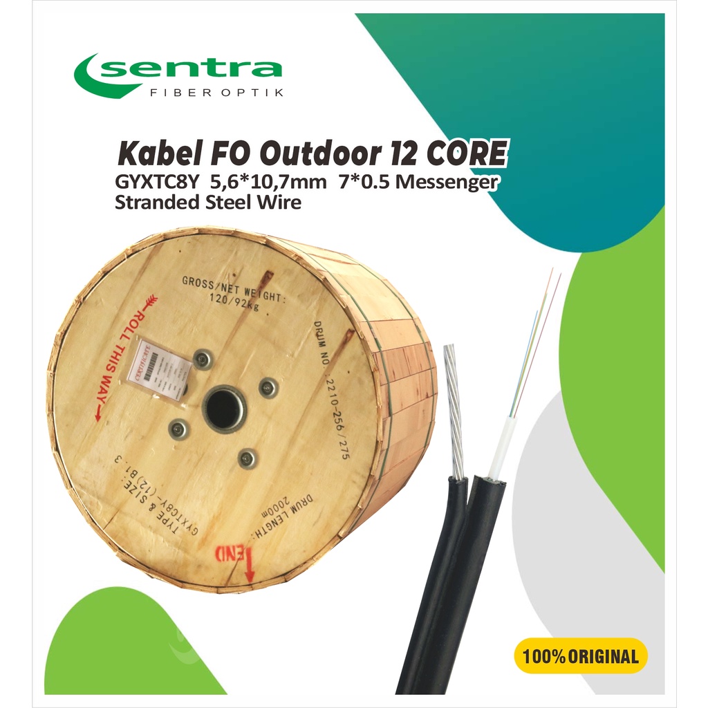 Jual Kabel Fiber Optik FO 12 Core FIG 8 FALCOM 2000M 5.6x10,7mm dan 7x0 ...