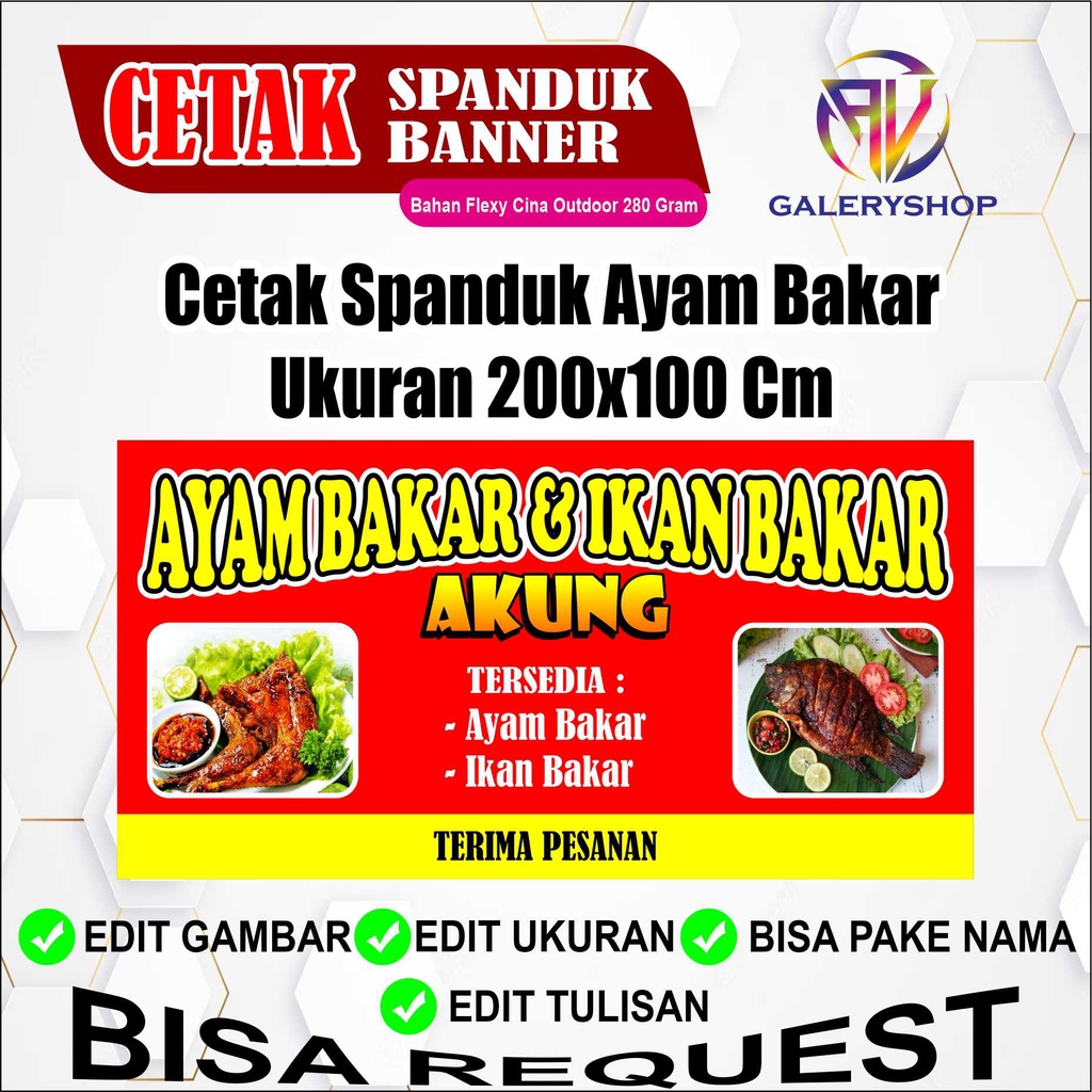 Jual cetak spanduk banner jualan ayam bakar dan ikan bakar custom dll ...