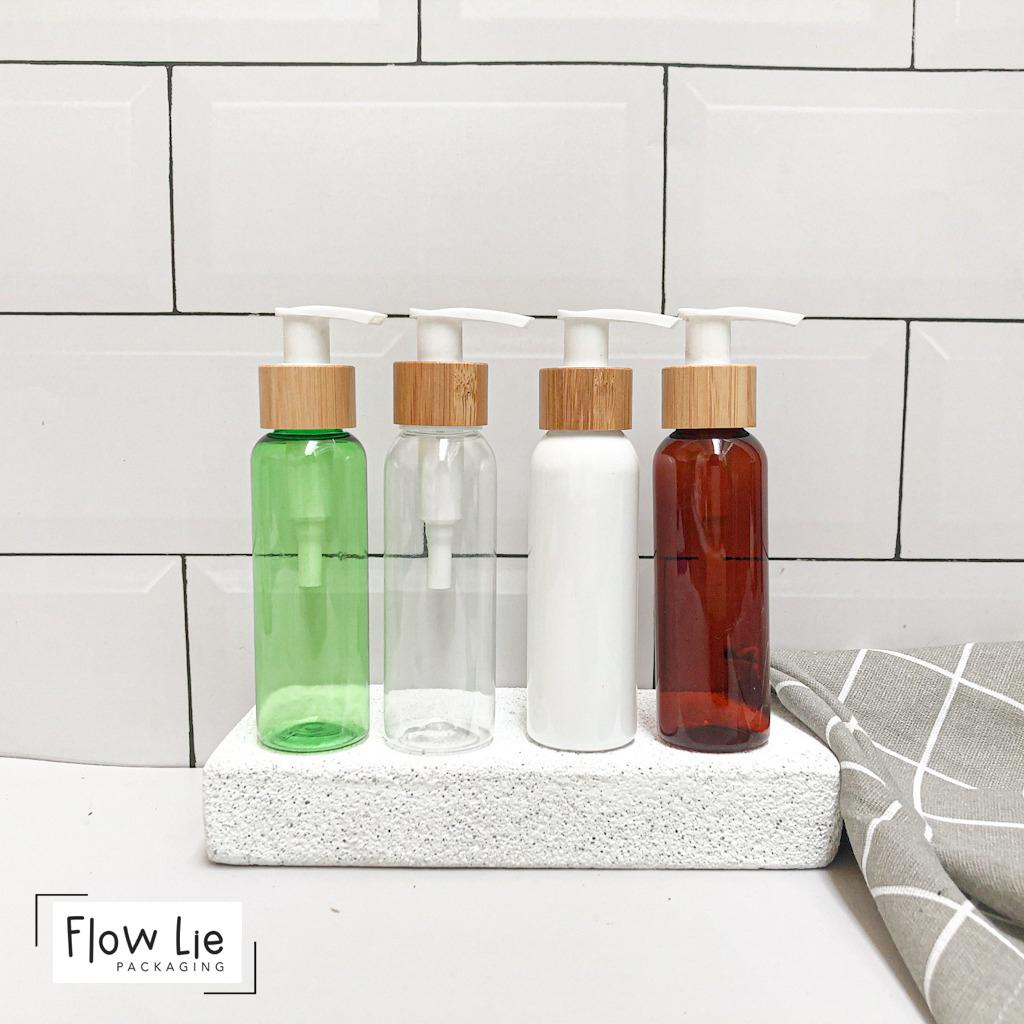 Jual 100ml Botol Pump Wood Bambu Plastik Pet Bathroom Bottle Aesthetic ...