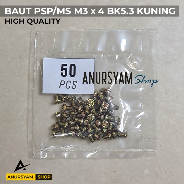 Jual Baut M3 x 4 | Baut PSP MS M3x4 BK 5.3 HQ Isi 50 pcs | Shopee Indonesia