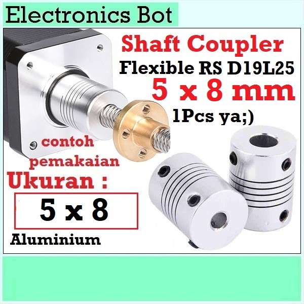 Jual [HAEBOT] Shaft Flexible Coupler RS 5mm D19 L25 CNC 5 x 5 6 6.35 8 ...