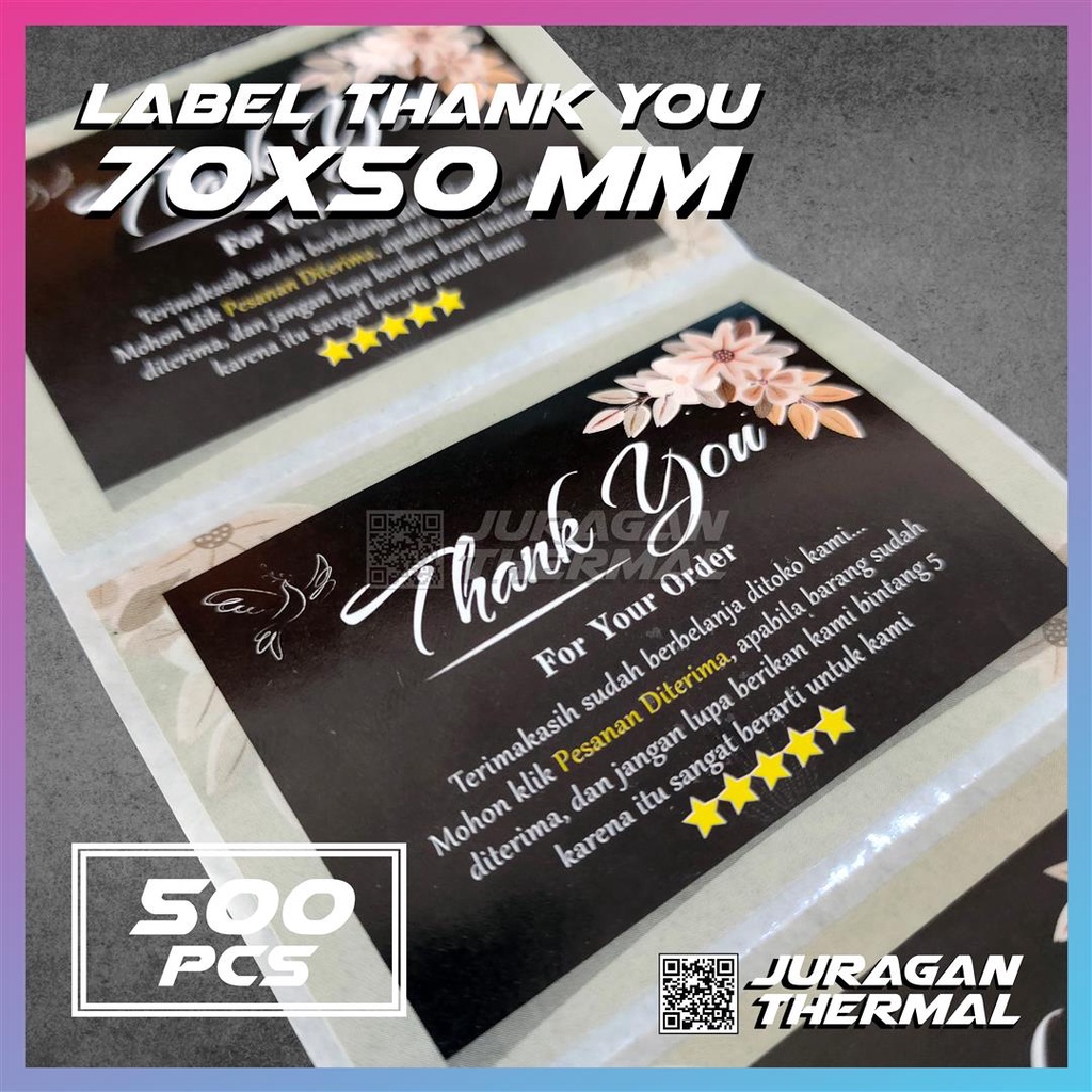 Jual [ 500 PCS ] Label Stiker Thank You Sticker Terima Kasih Online ...