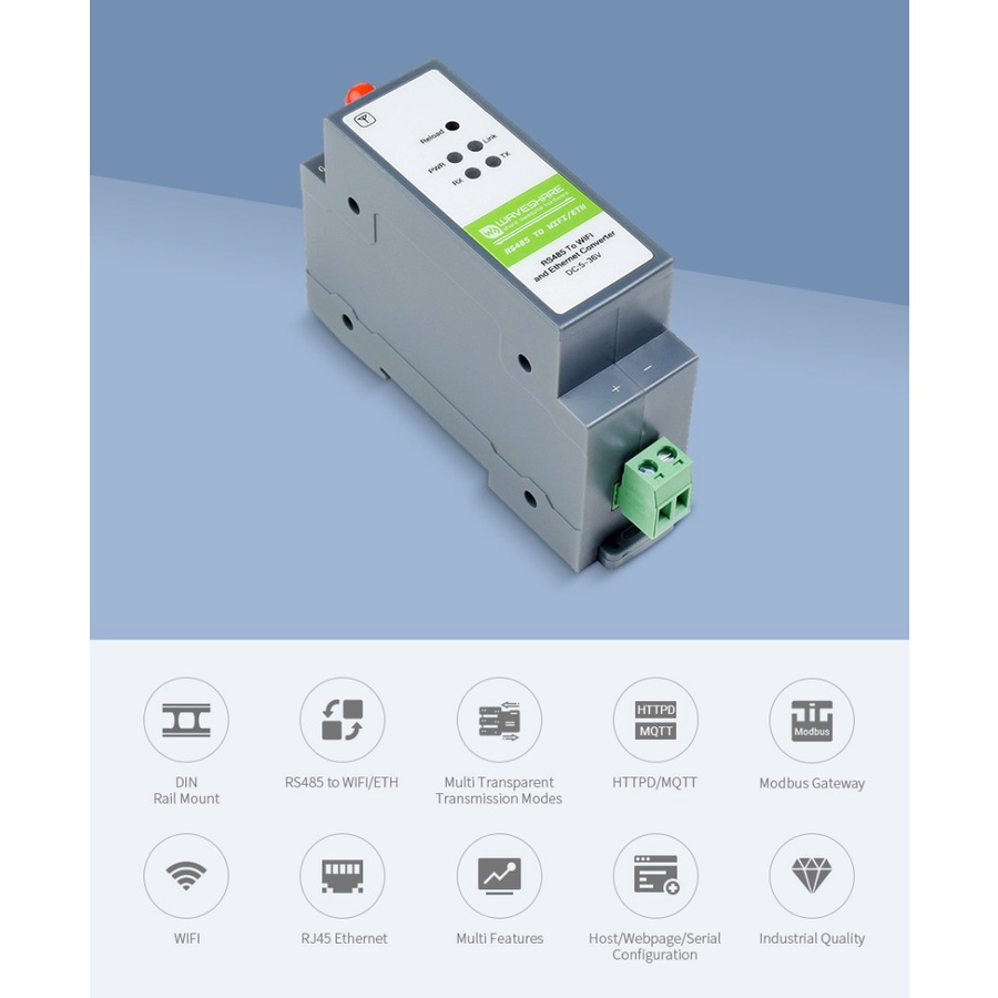 Jual Industrial Serial Server RS485 to WIFI/Ethernet Module Modbus/MQTT ...