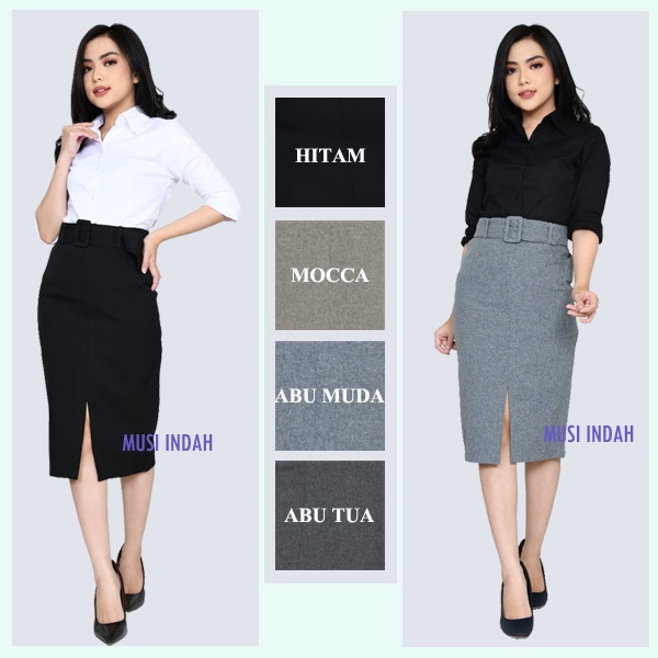 Jual Rok Kerja Hitam Pendek Span 7/8 Bahan Formal Kantor | Shopee Indonesia