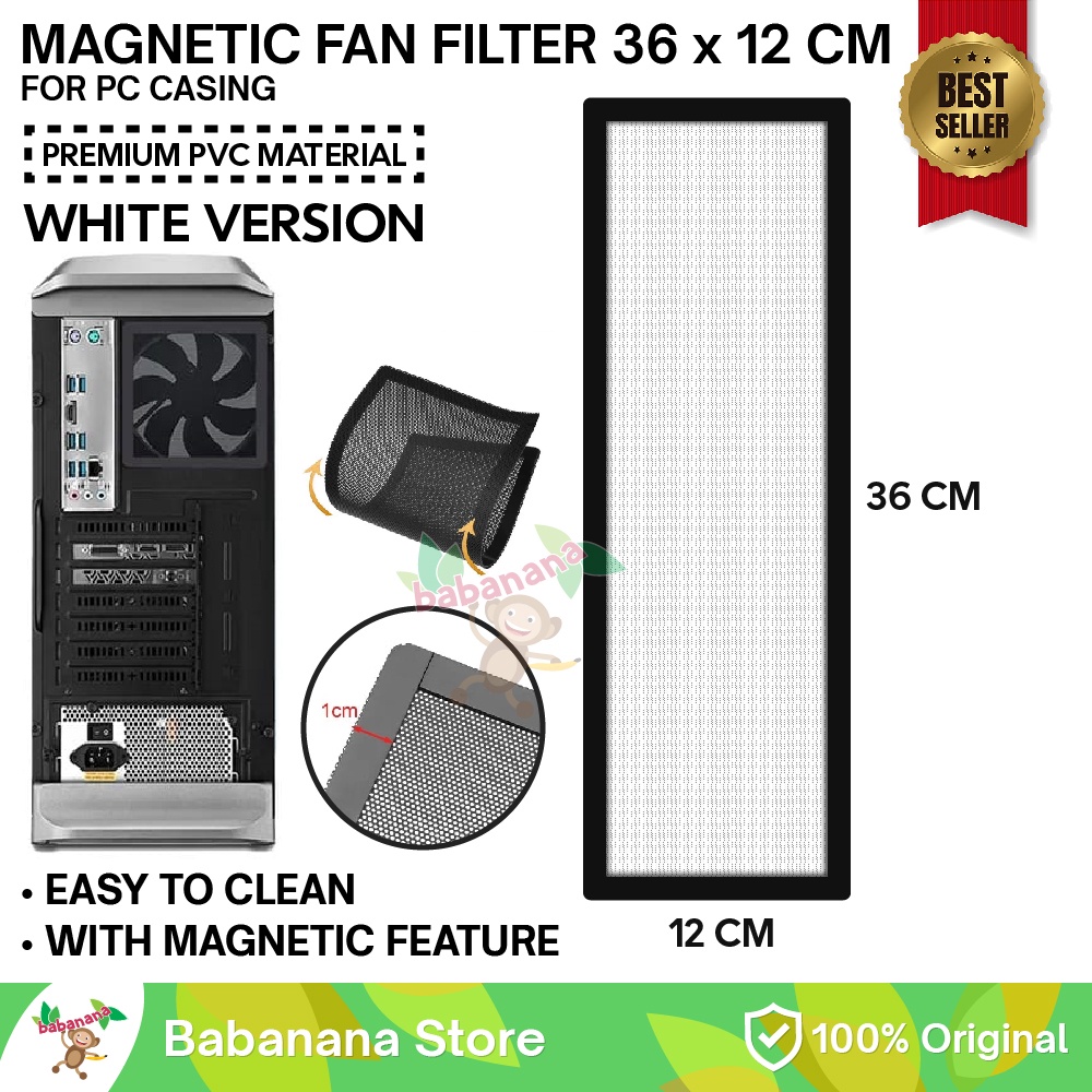 Jual Magnetic Pc Fan Dust Filter Debu Kipas 12x36cm Magnet Casing Putih ...