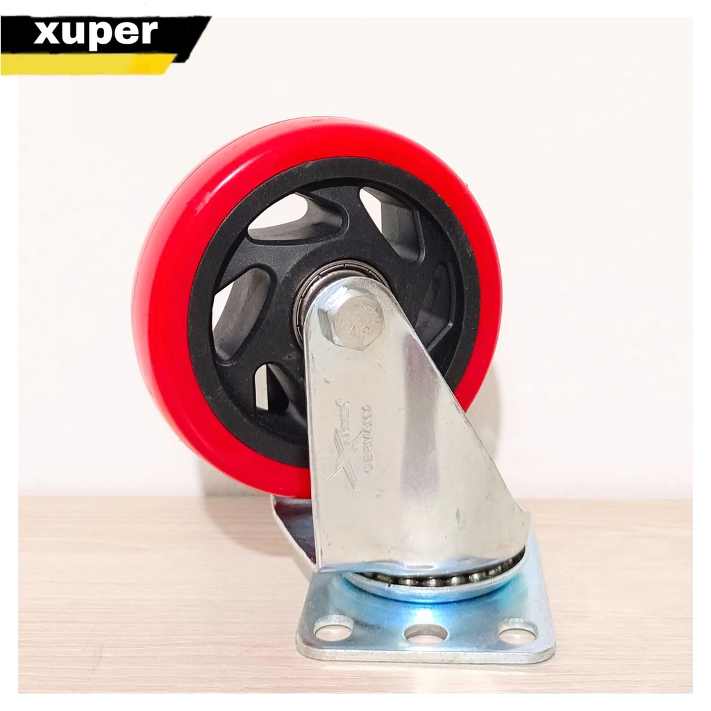 Jual RODA PVC MERAH 3 INCH HIDUP / SWIVEL 75 MM | Shopee Indonesia