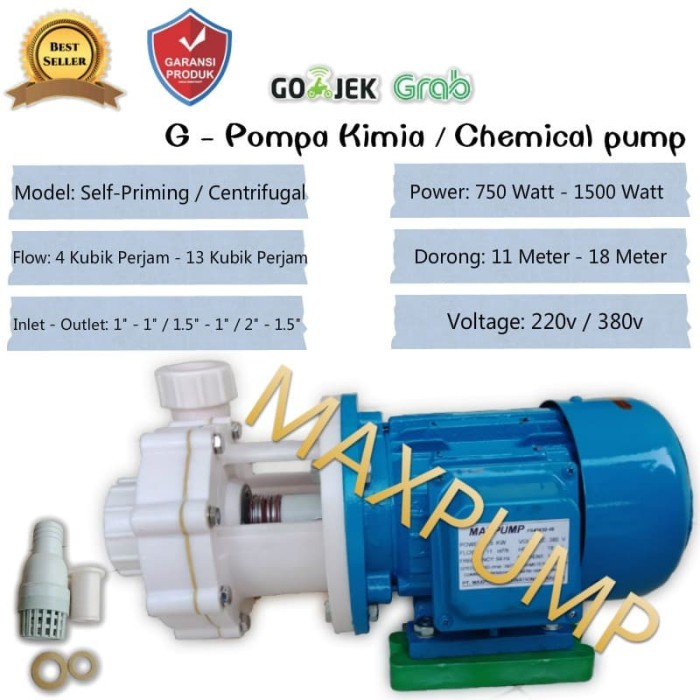 Jual MURAH POMPA BAHAN KIMIA - CHEMICAL PUMP 1HP 220V CENTRIFUGAL PUMP ...