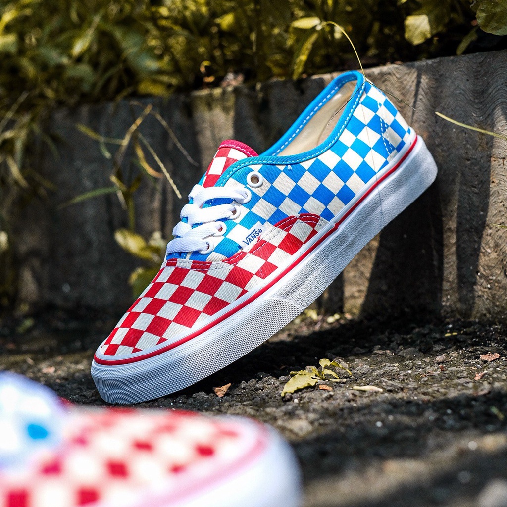 Jual V4NS AUTHENTIC CHECKERBOARD BLUE/RED CLASSIC ORIGINAL 100% ...