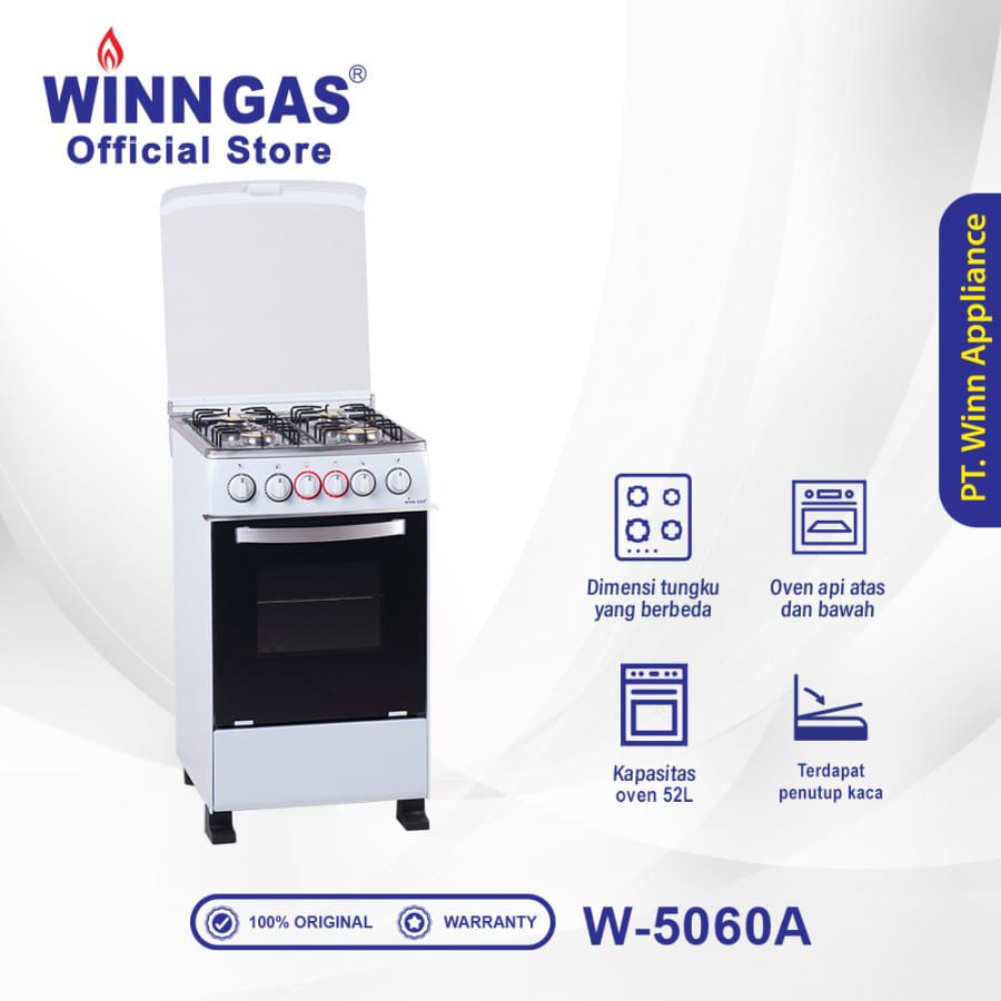 Jual Winn Gas Kompor Freestanding 4 Tungku + Oven Winn Gas 5060 ...