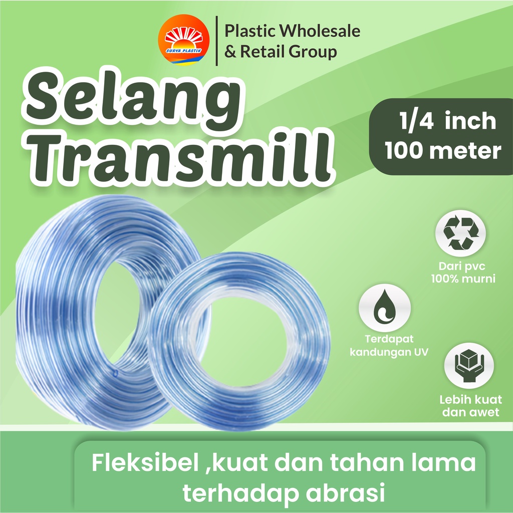 Jual Selang Air Bening/Transpaaran 1/4 per Roll 100 Meter | Shopee ...