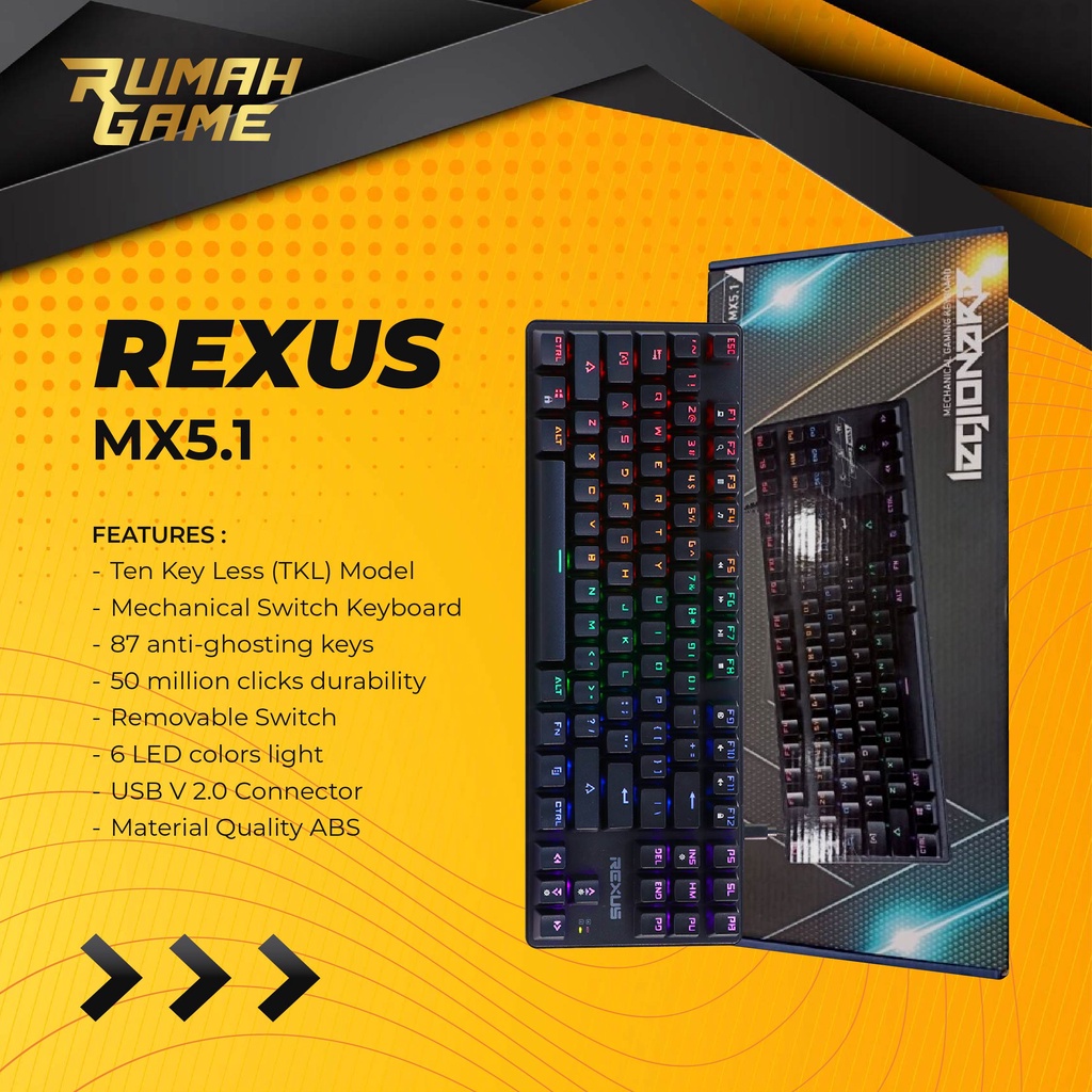 Jual Keyboard Gaming Rexus Legionare MX 5.1 Mechanical TKL Rexus MX5.1 ...