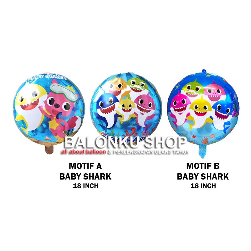 Jual Balon Foil Baby Shark / Balon Foil Bulat Baby Shark / Balon Ikan ...