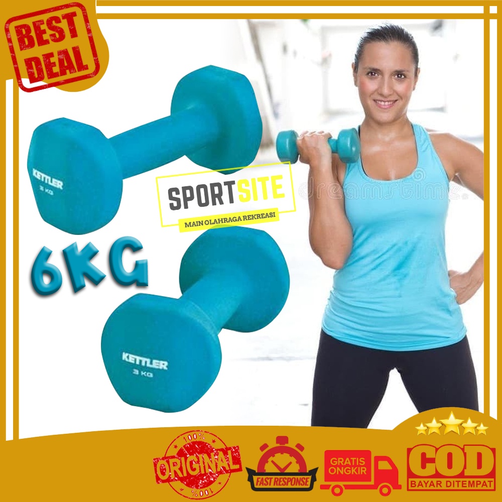 Jual Kettler Dumbell Neoprene ( 6kg / pasang ) Dumbbells Power Barbel ...