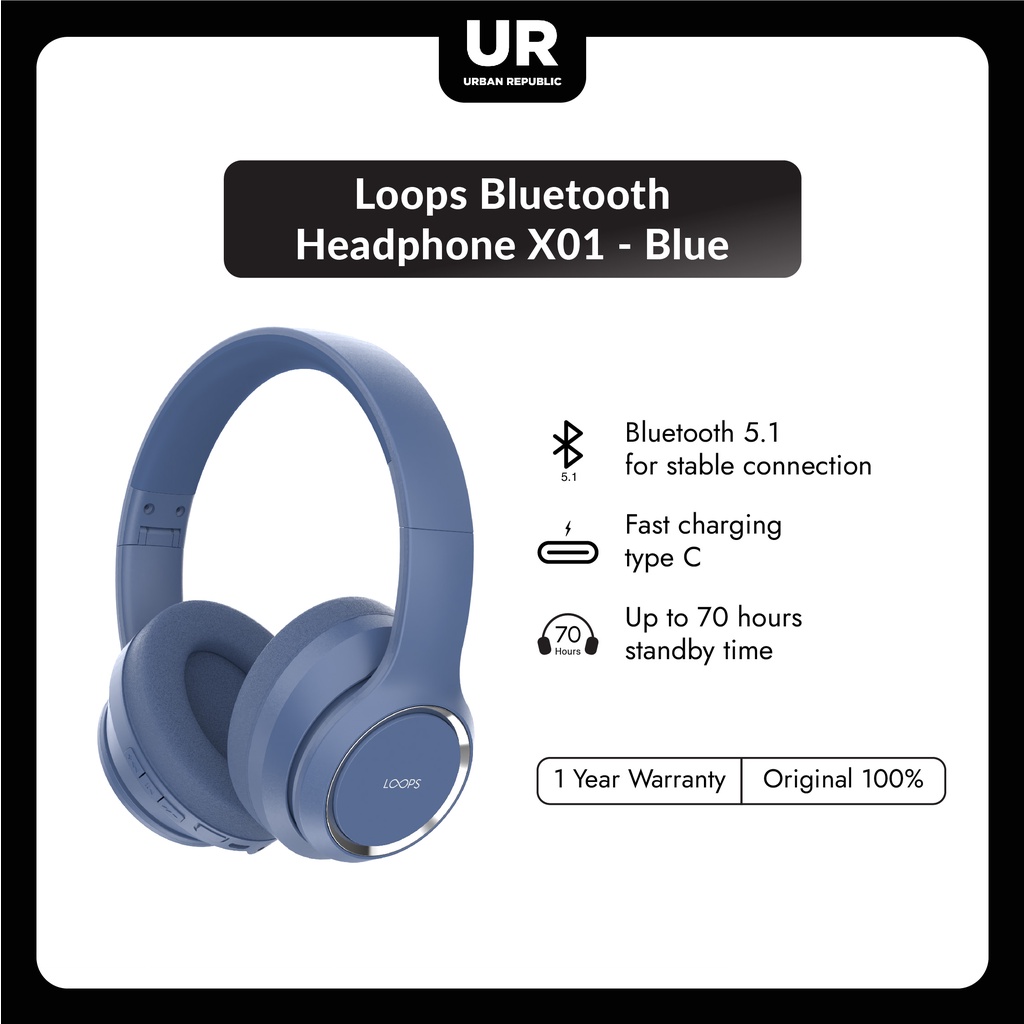 Jual Loops Bluetooth Headphone X01 Blue | Shopee Indonesia