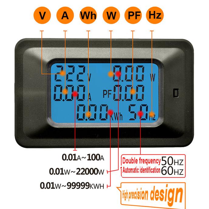 Jual New Model AC Voltage Ampere Watt Kwh Cos Phi Energy Meter 20A ...